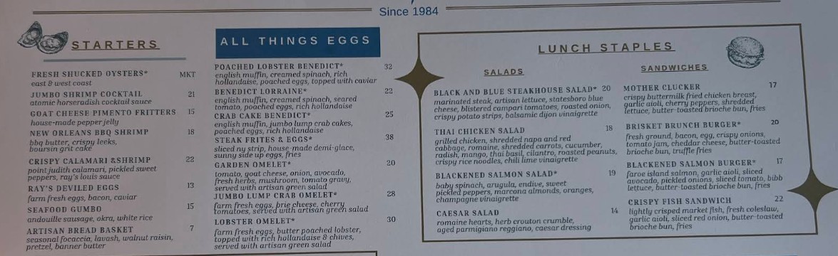 Ray's on the River Restaurant Menu | Fine Dining & Southern Seafood in ...